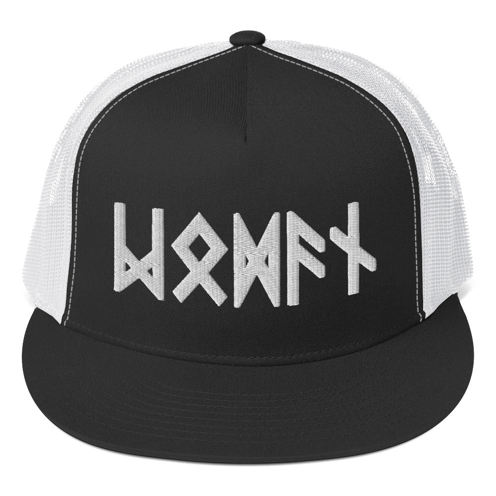 Viking Trucker Cap With Odin In Old Futhark – Valhalla Vikings