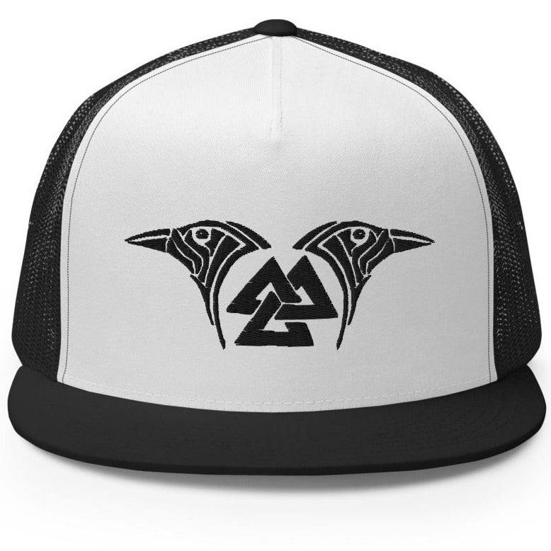 Viking Trucker Cap Featuring Valknut & Odin's Ravens – Valhalla Vikings