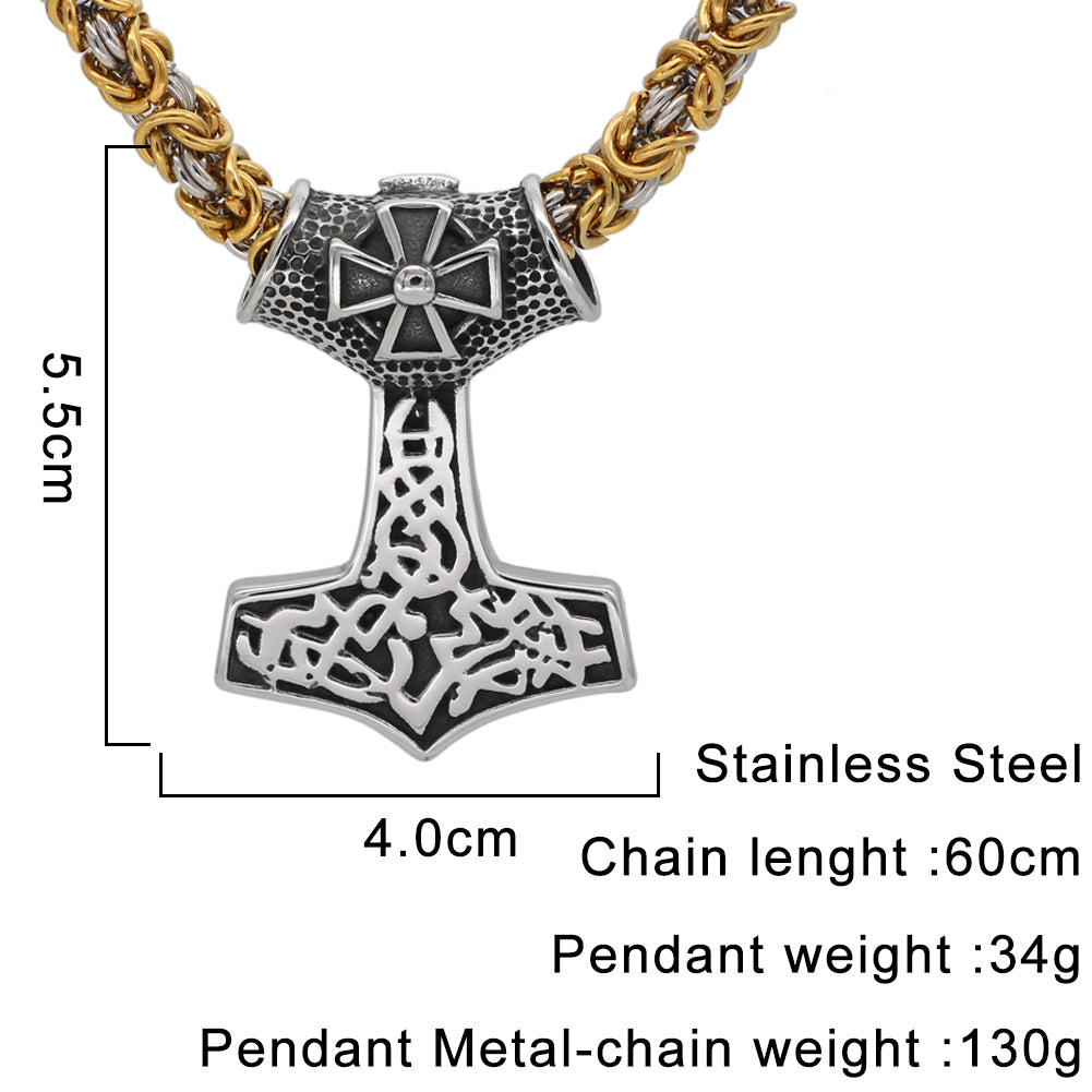 Thor Hammer Necklace - Iron Cross - Valhalla Vikings