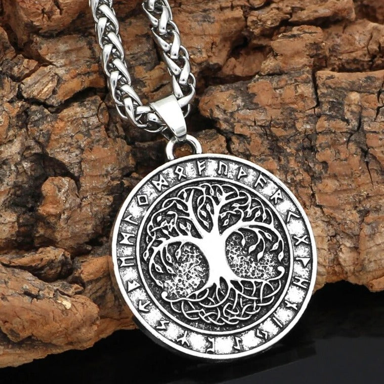 VIKING NECKLACE WITH YGGDRASIL RUNE CIRCLE PENDANT – Valhalla Vikings