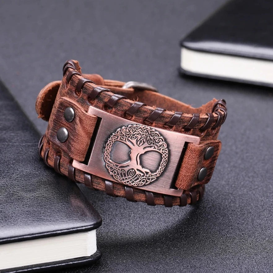 Viking Leather Bracelet - Yggdrasil Tree – Valhalla Vikings