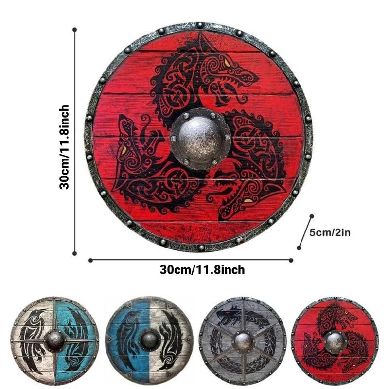 Jormungandr Viking Battle Shield - Round Wooden Wall Decor - Valhalla ...