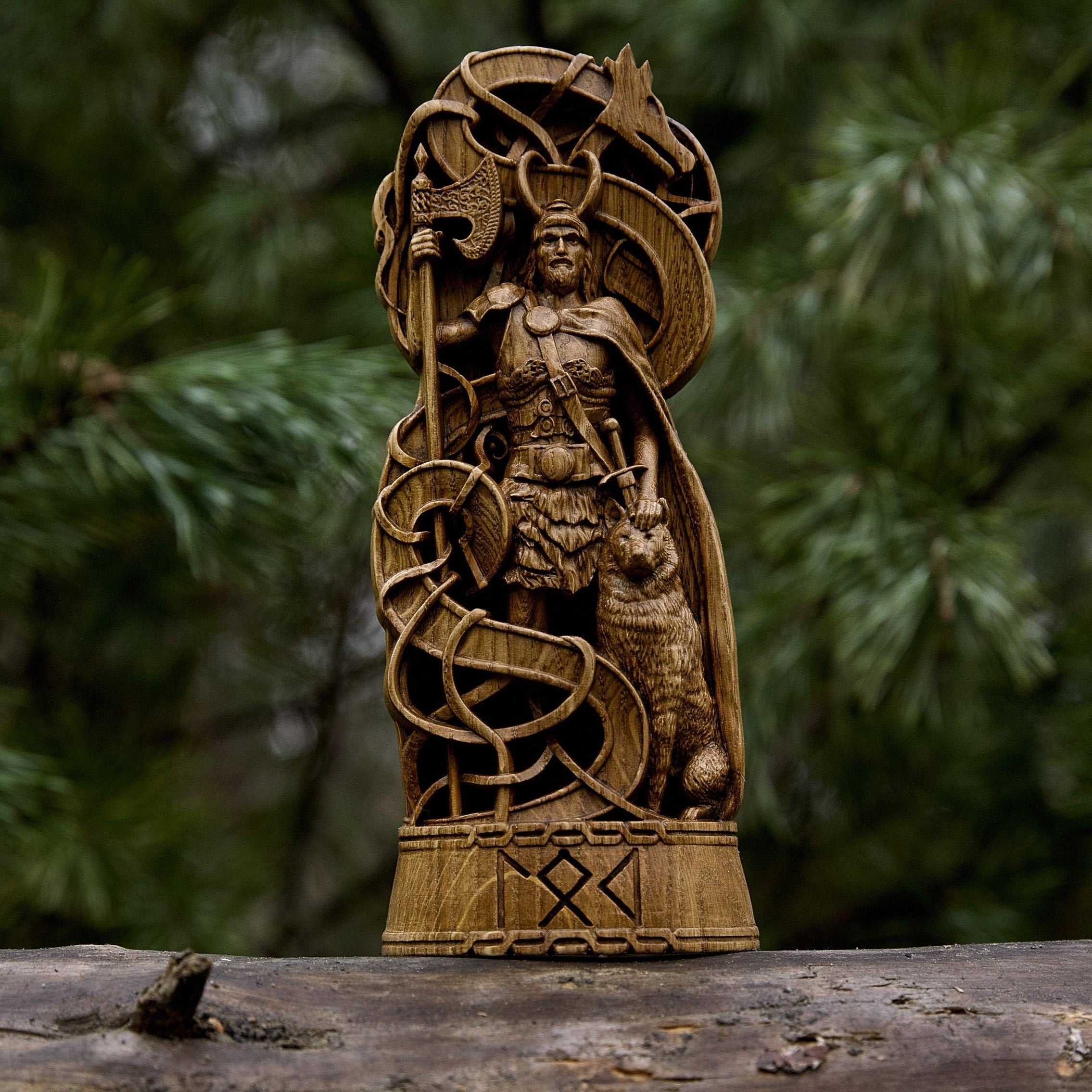 Loki Statue, Norse God Wood Carving Sculpture – Valhalla Vikings
