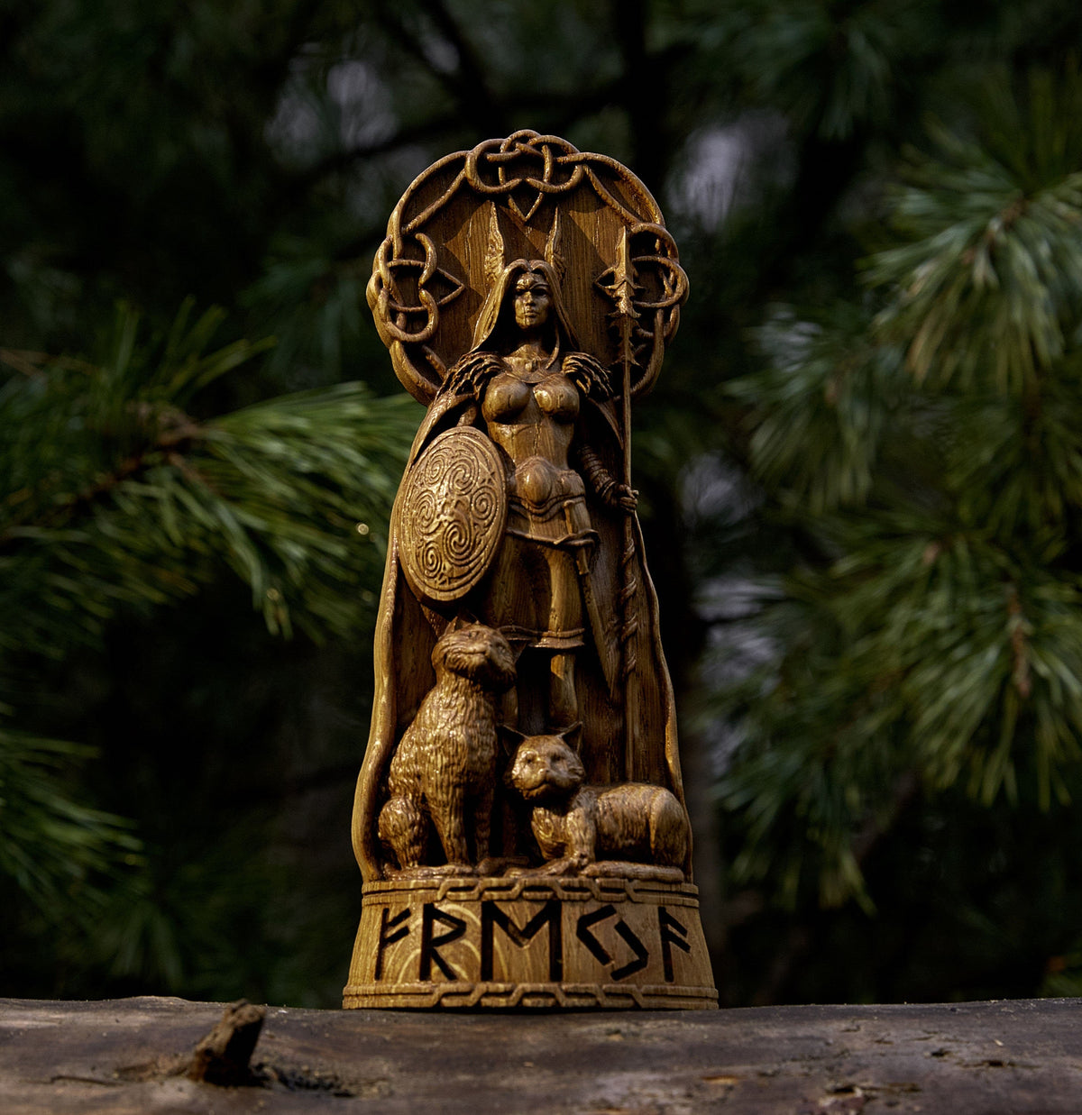 Freya Norse Goddess, Wood Carving Statue - Valhalla Vikings