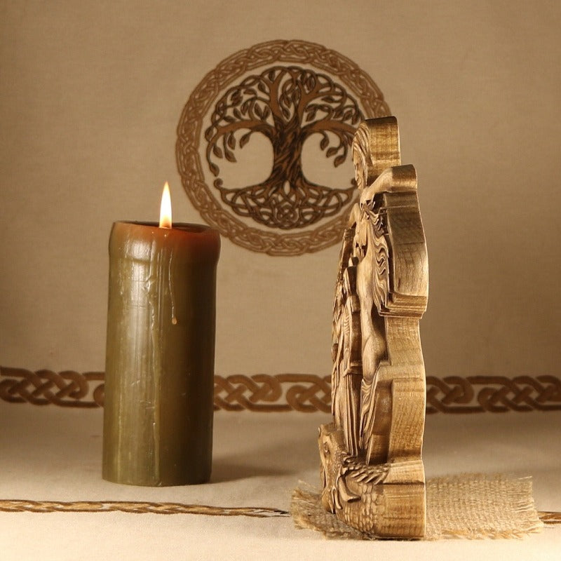 Lokі’s Family Statue, Norse God Wood Carving Sculpture - Valhalla Vikings