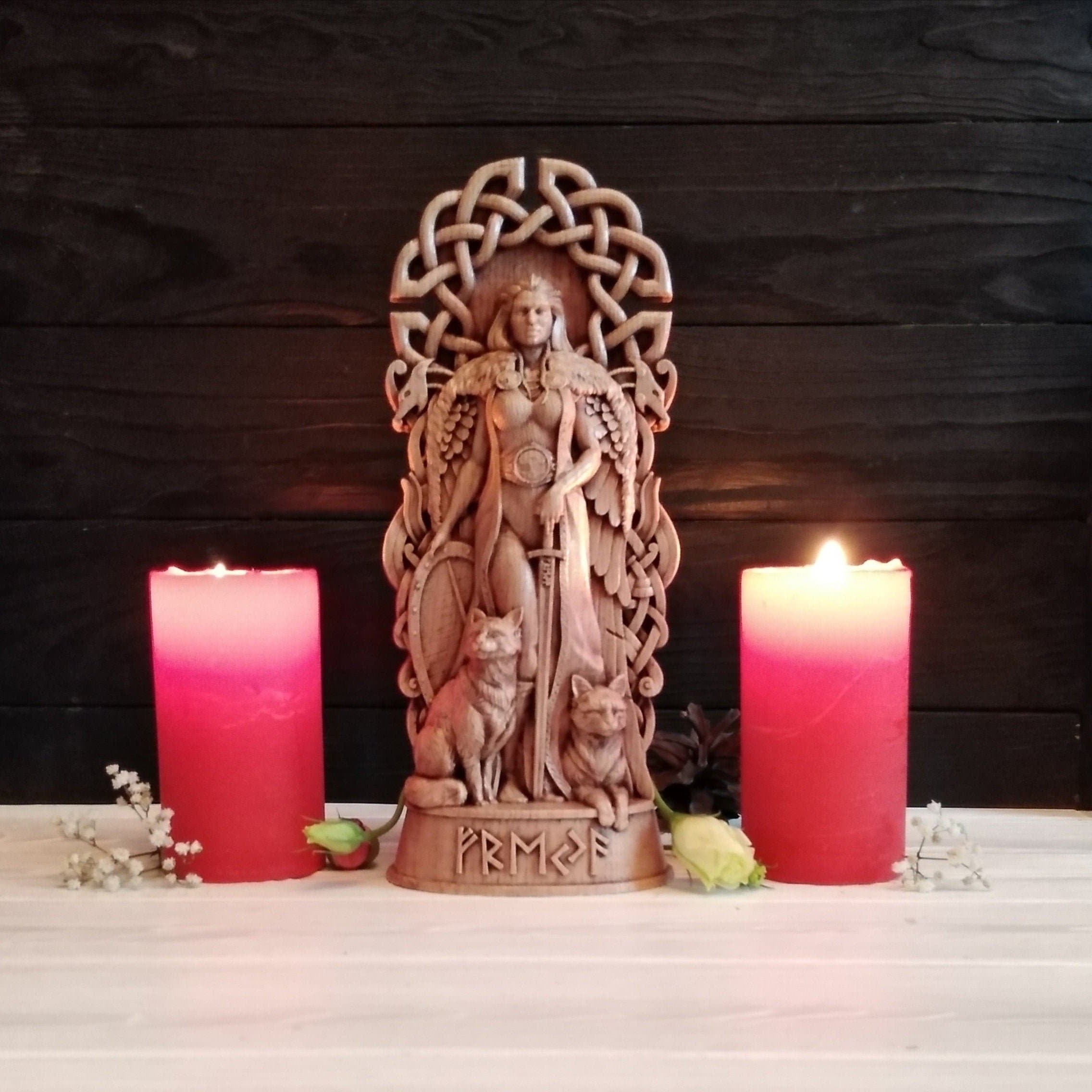 Freya, Freyja Statue, Norse Goddess Wood Carving Sculpture – Valhalla ...