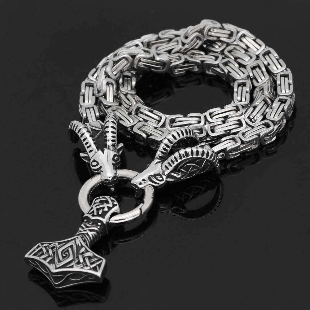 King Chain With Thor's Goats & Mjolnir Pendant - Valhalla Vikings