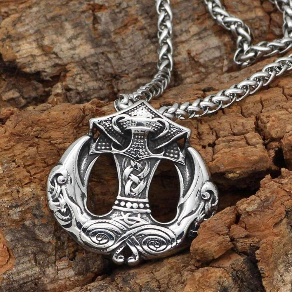 Thor Hammer Necklace - Huginn & Muninn - Valhalla Vikings