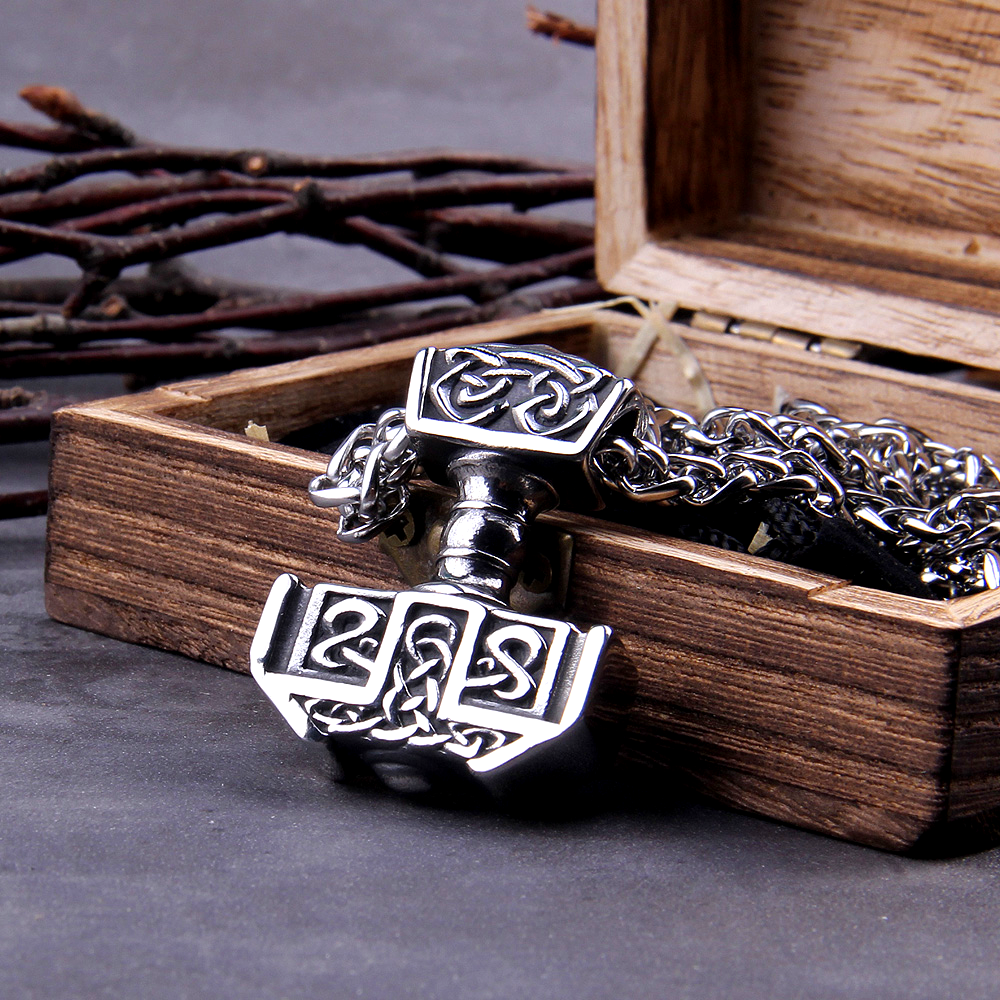 Thors Hammer Necklace - Knotted Pattern – Valhalla Vikings