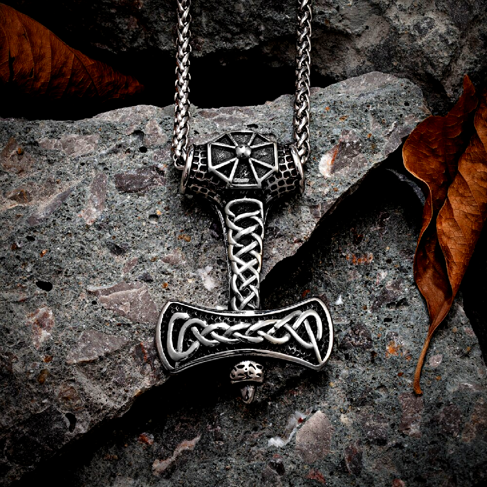 Thors Hammer Necklace - Knotted Cross – Valhalla Vikings